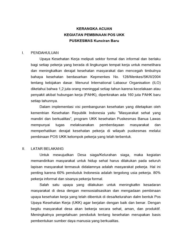 Pembinaan Pos UKK Puskesmas Kunciran | PDF