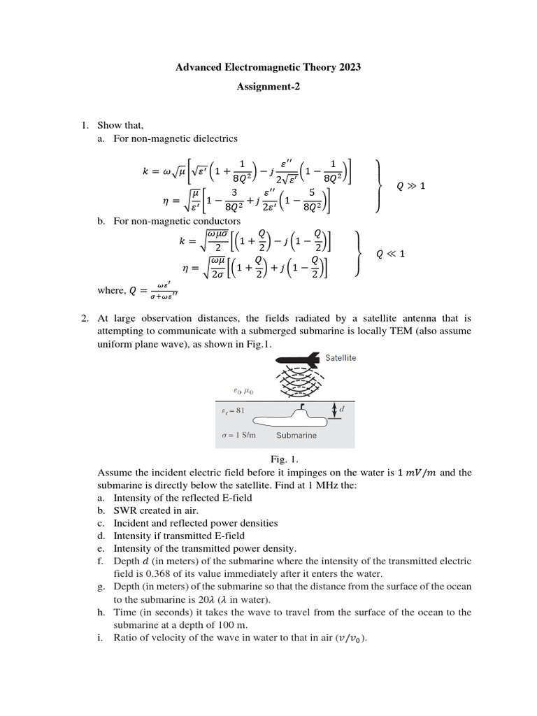 Advanced Electromagnetic Theory Assignment 2 | PDF