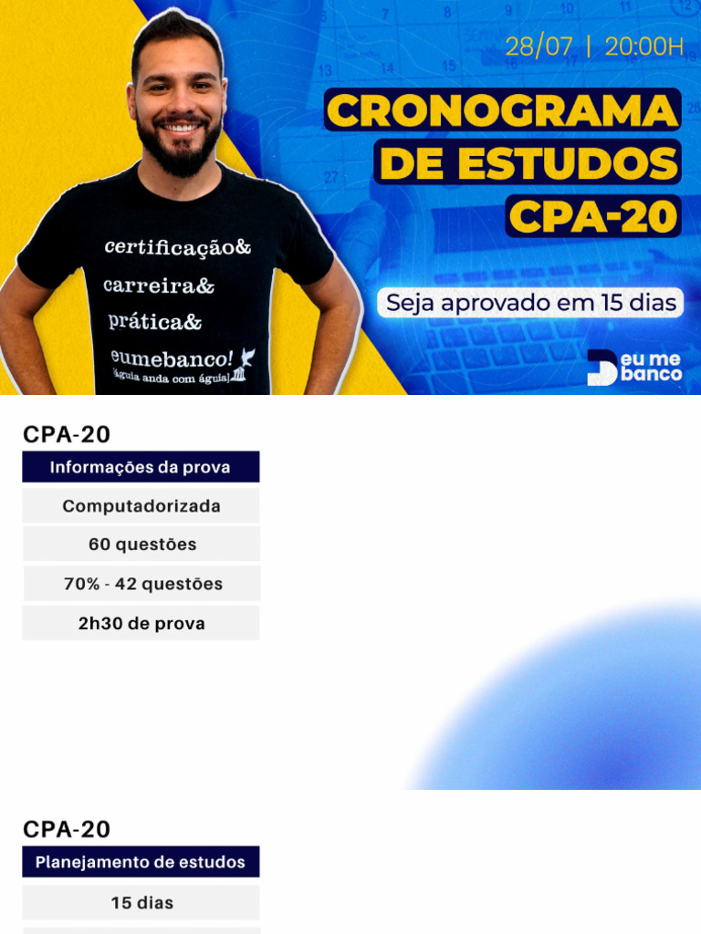Cronograma de Estudos CPA-20 - 15 Dias | PDF
