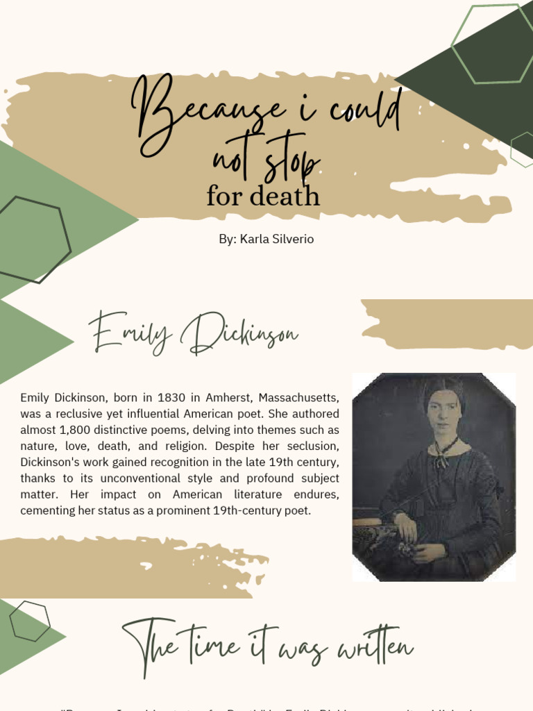 Because I Could Not Stop For Death | PDF | Emily Dickinson | Poetry