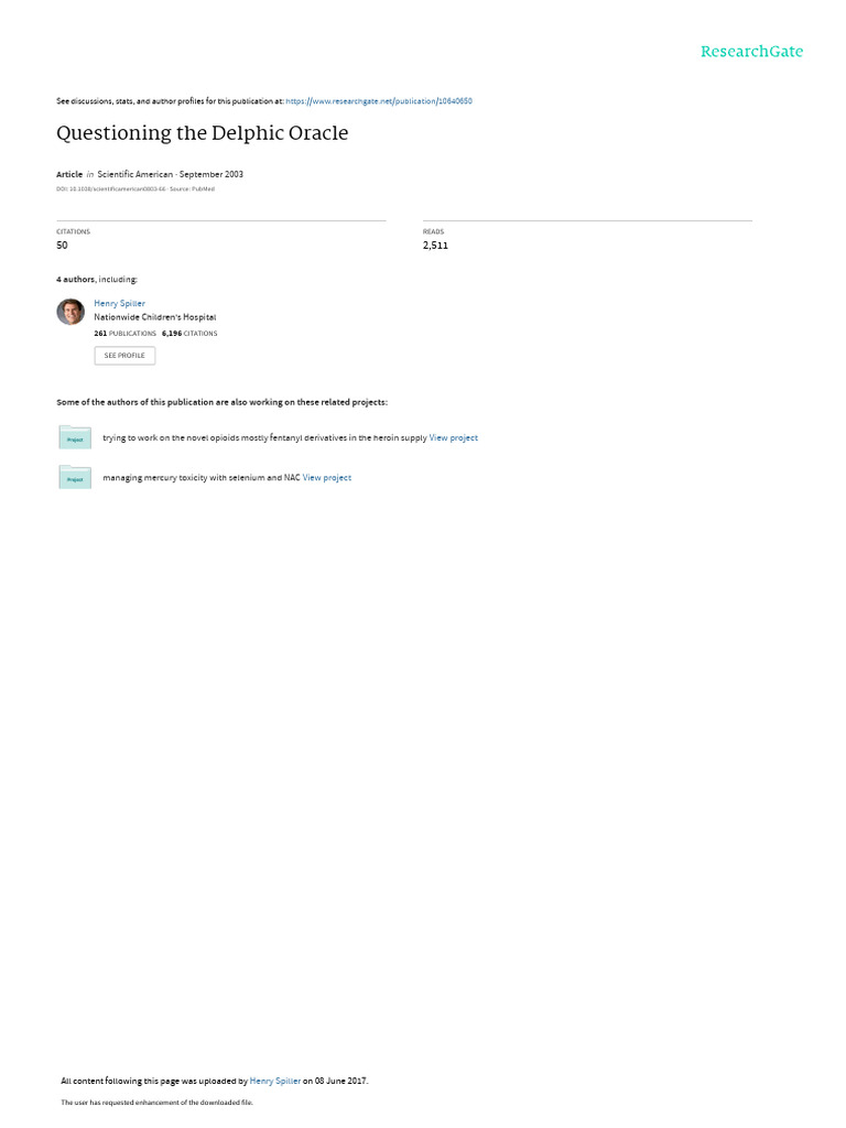 Questioning The Delphic Oracle: Scientific American September 2003 | PDF