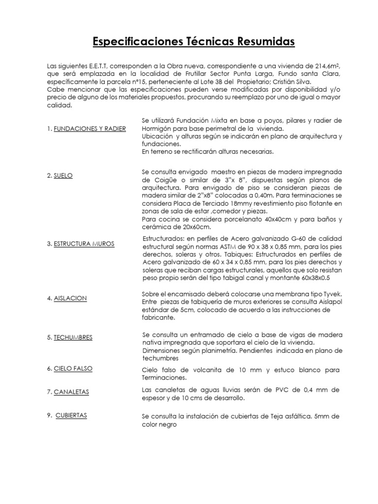 EETT Resumidas Casa Met. Cristian Sylva | PDF