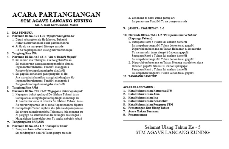 Acara Ibadah Partangiangan STM Nauli Sukarame | PDF