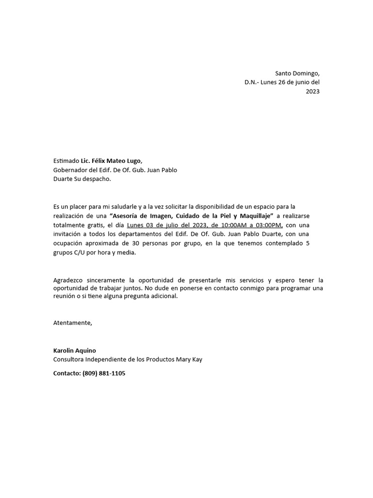 Carta A Of. Gub. Juan Pablo Duarte | PDF Carta A Of. Gub. Juan Pablo Duarte | PDF