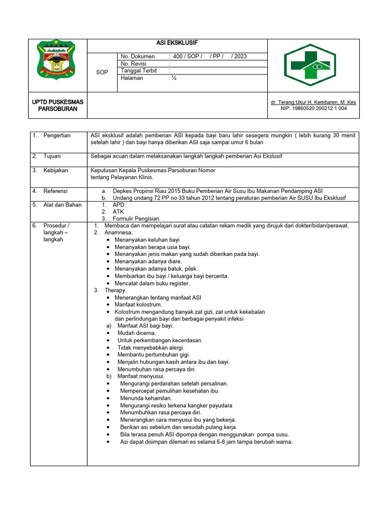 Sop Asi Eksklusif | PDF