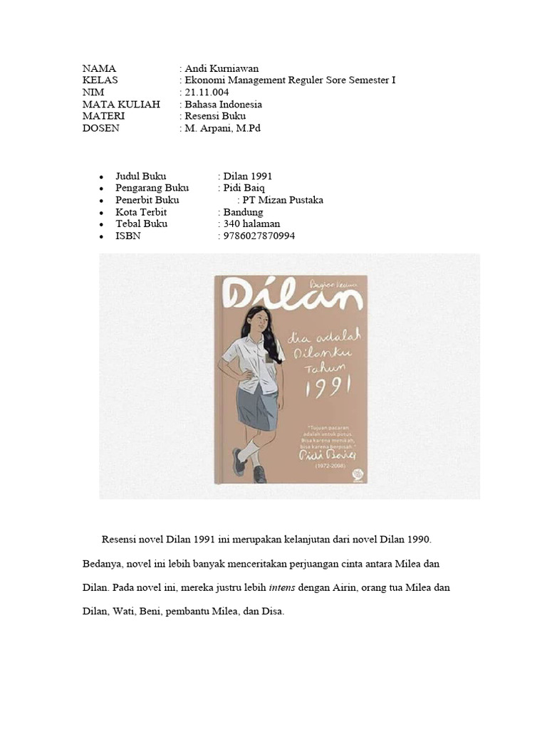 Andi Kurniawan Resensi Buku Dilan 91 | PDF