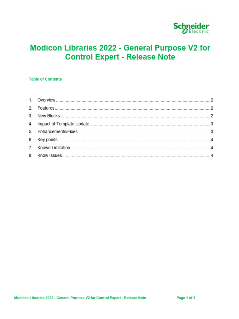 Modicon Libraries 2022 V2 Release Notes | PDF