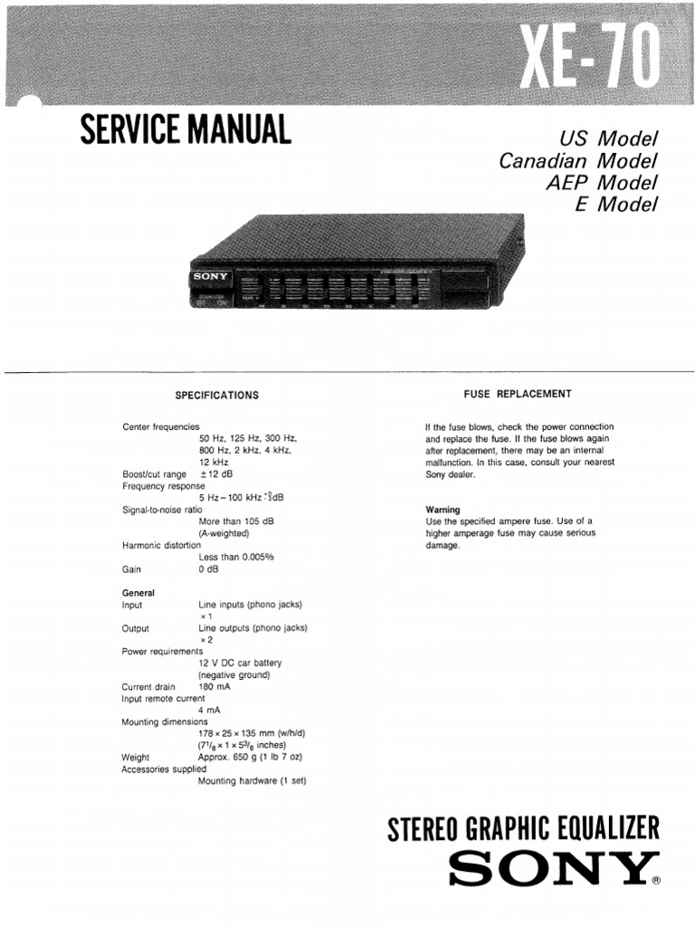 Sony Xe-70 | PDF