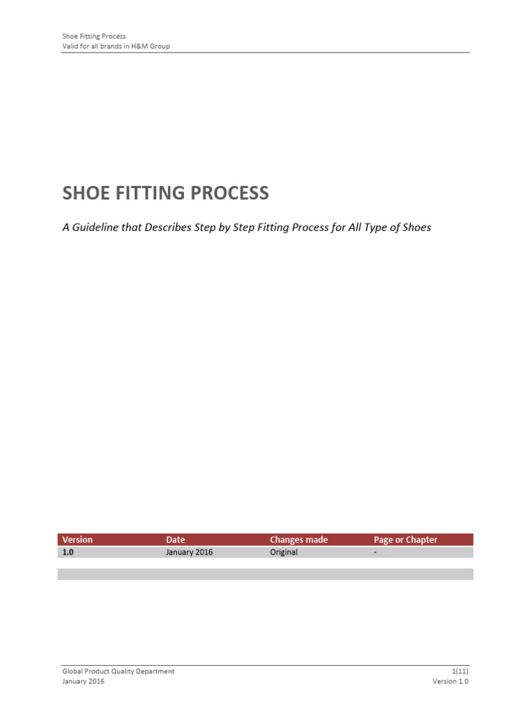 H&M Shoe Fitting Guidelines | PDF