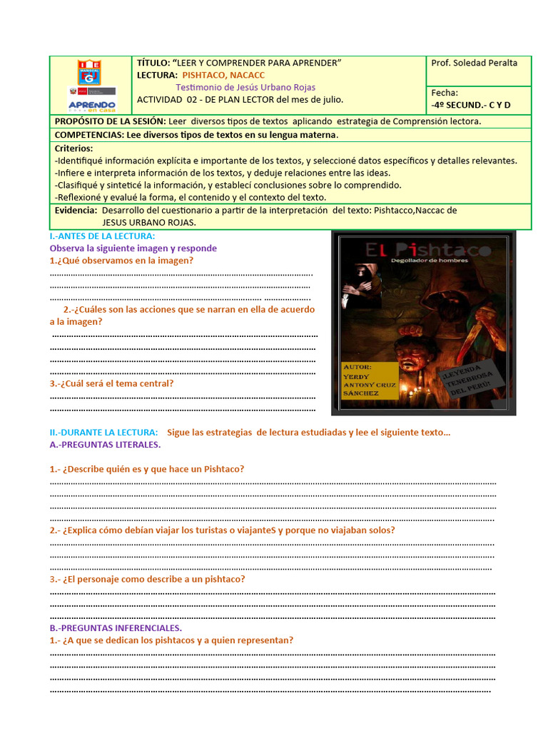 4º Secundaria Plan Lector Pdf