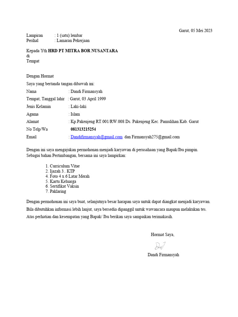 CV Dandi Firmansyah | PDF