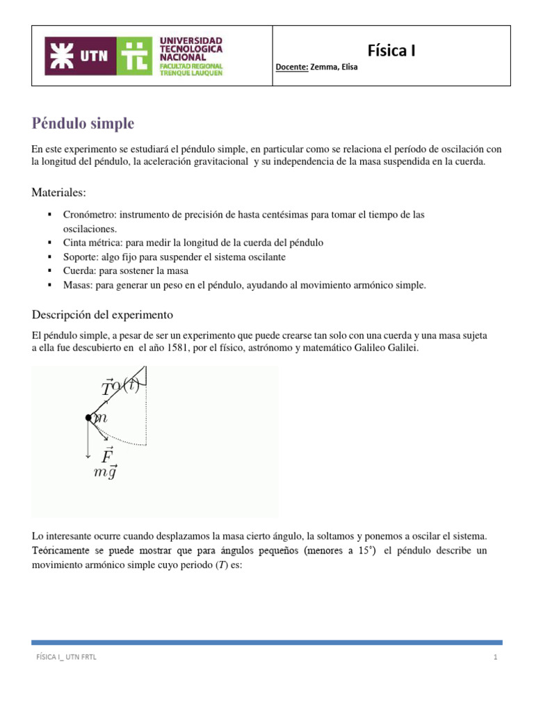 Experimento de Péndulo Simple | PDF
