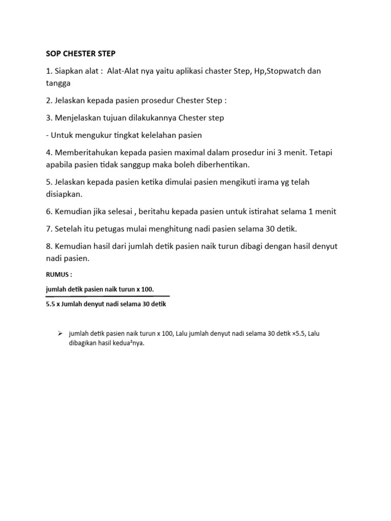 Sop Chester Step | PDF