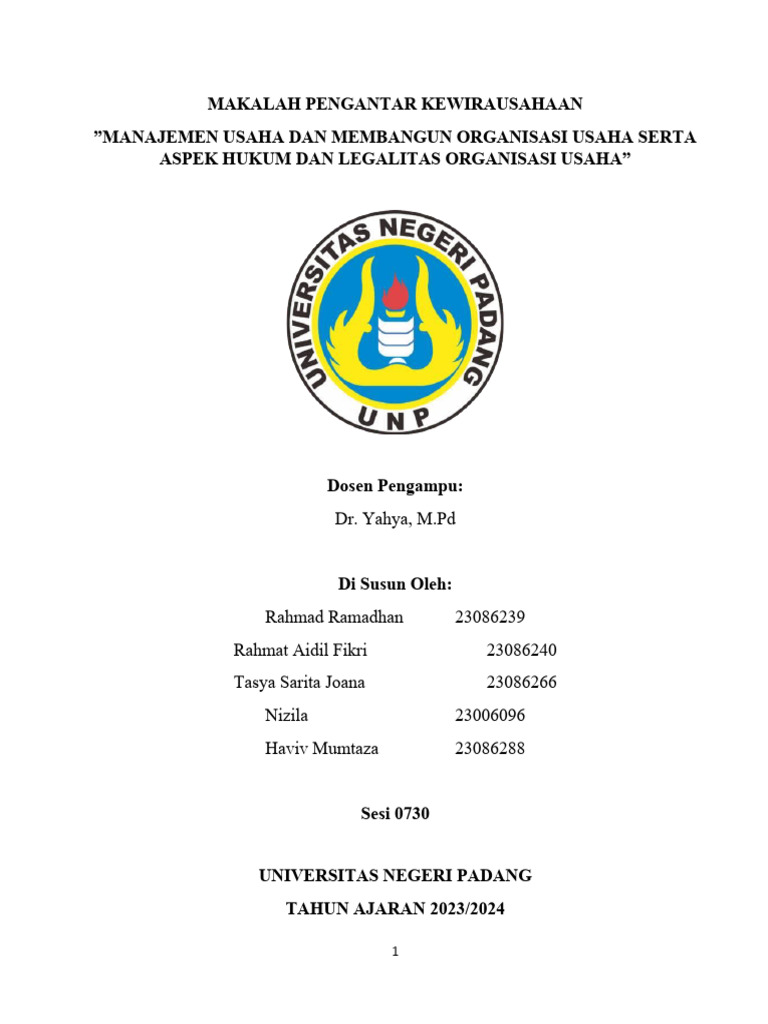MAKALAH PENGANTAR KEWIRAUSAHAAN Kel 7 Ocha | PDF