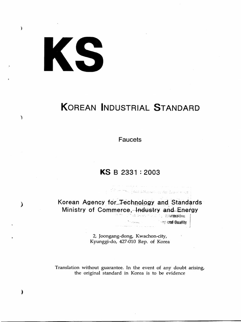 KS B 2331-2003 Faucets | PDF
