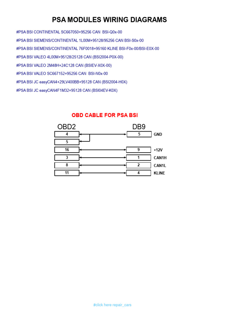 Psa Modules Wiring Diagrams | PDF