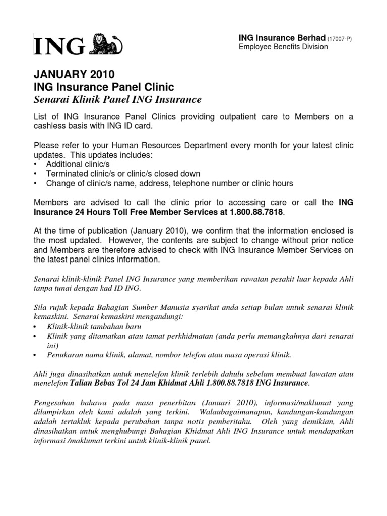 Ing Panel Clinics | PDF