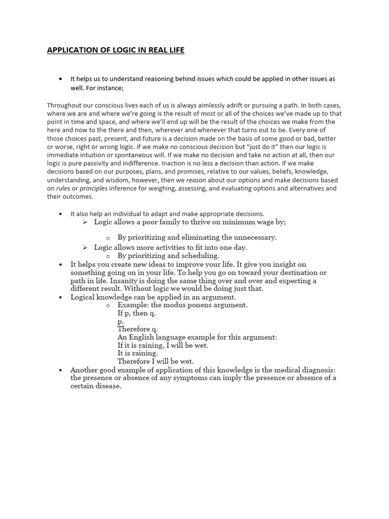 Application Of Logic In Real Life PDF
