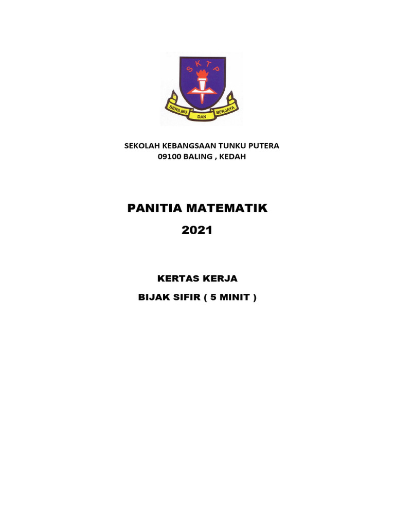 Kertas Kerja 5 Minit Sifir | PDF