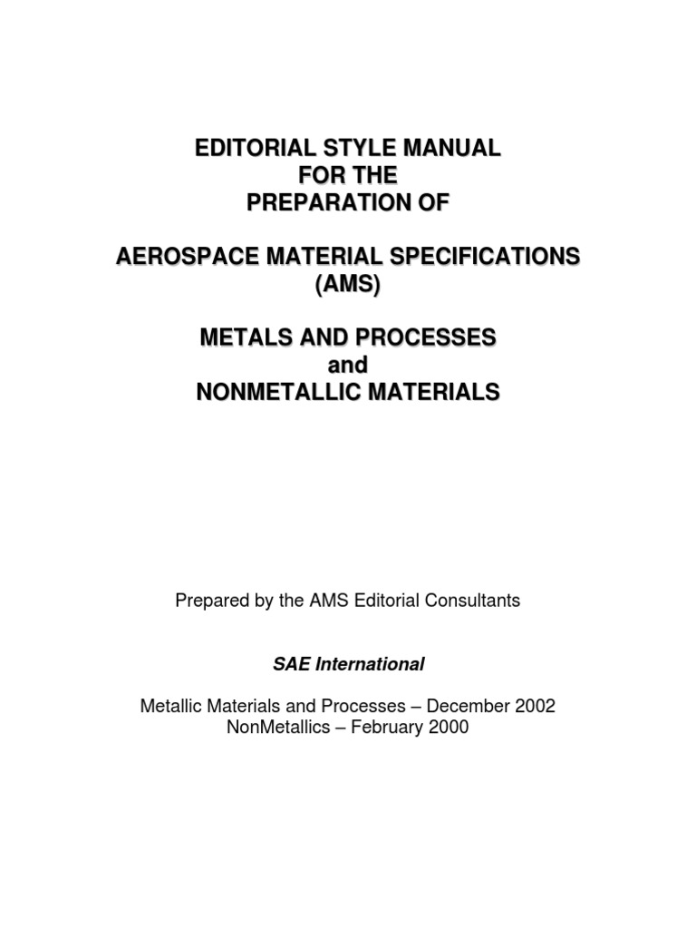 AMS Style Manual | PDF | Heat Treating | Specification (Technical Standard)