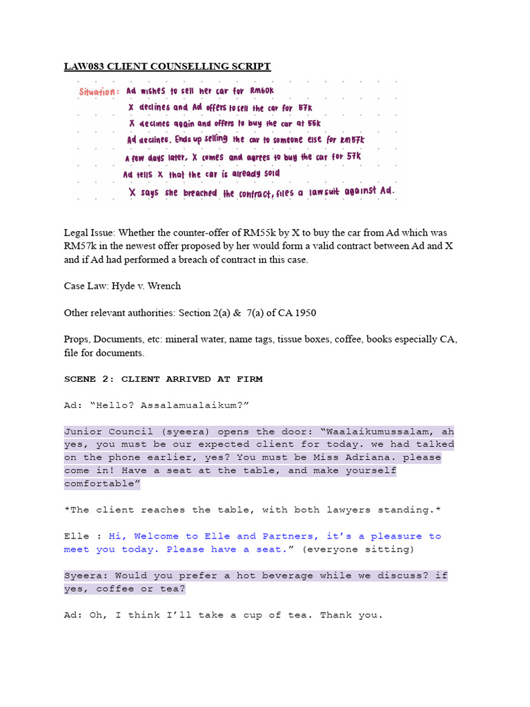 Client Counselling (Offer) Script PDF | PDF