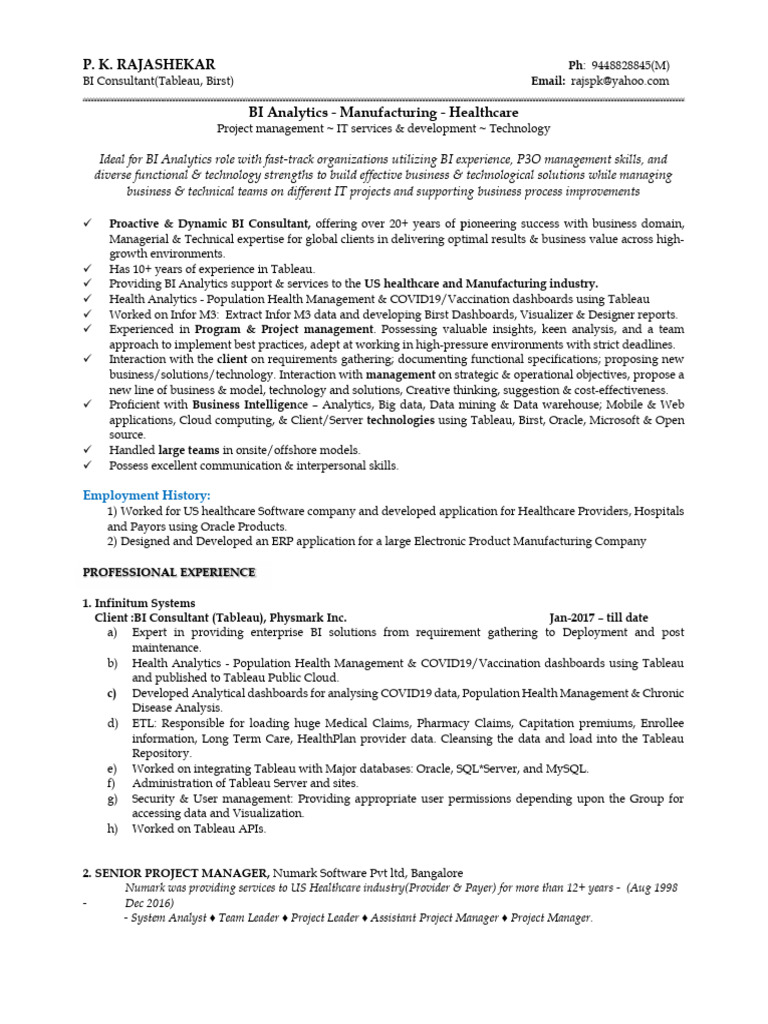 Rajshekar Profile | PDF | Business Intelligence | Oracle Corporation