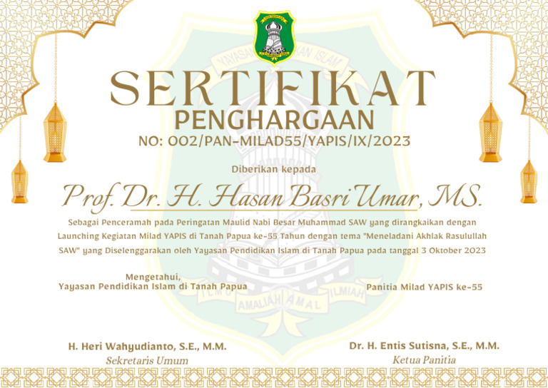 Sertifikat-Prof Hasan Basri Umar | PDF
