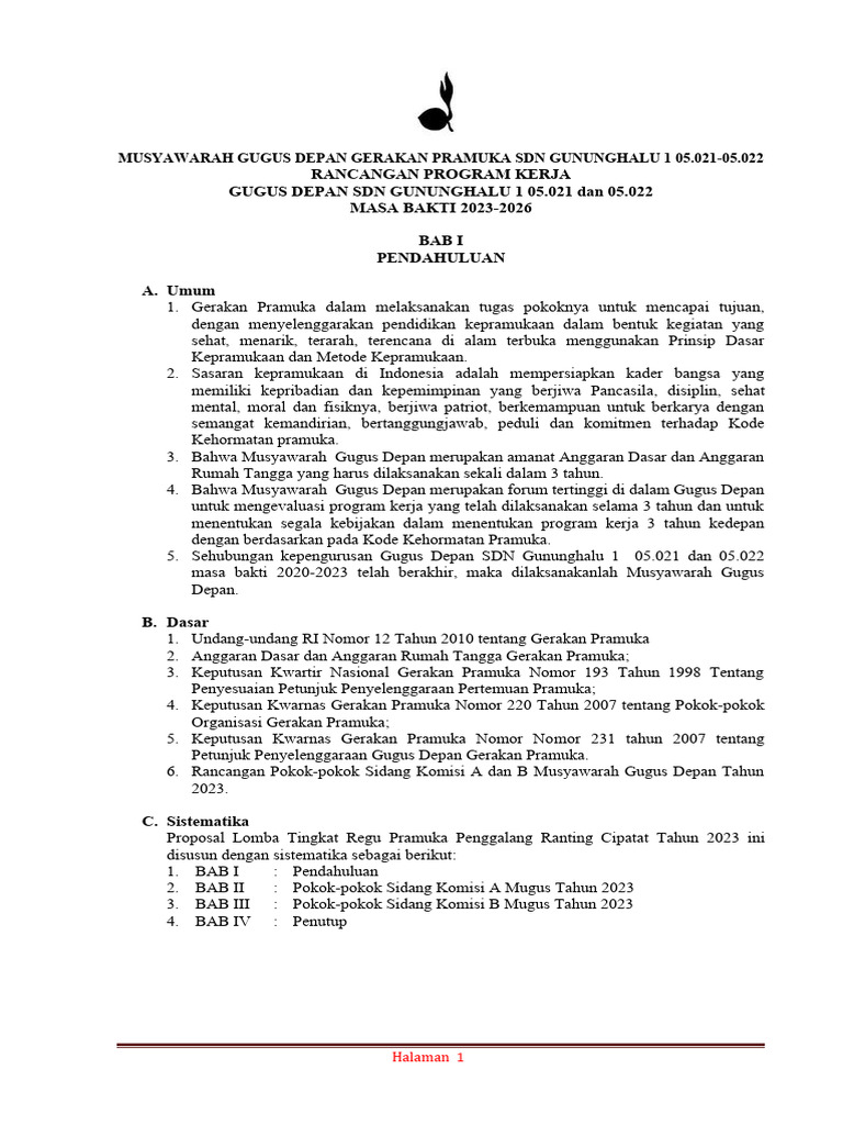 Rancangan Program Kerja Gudep | PDF