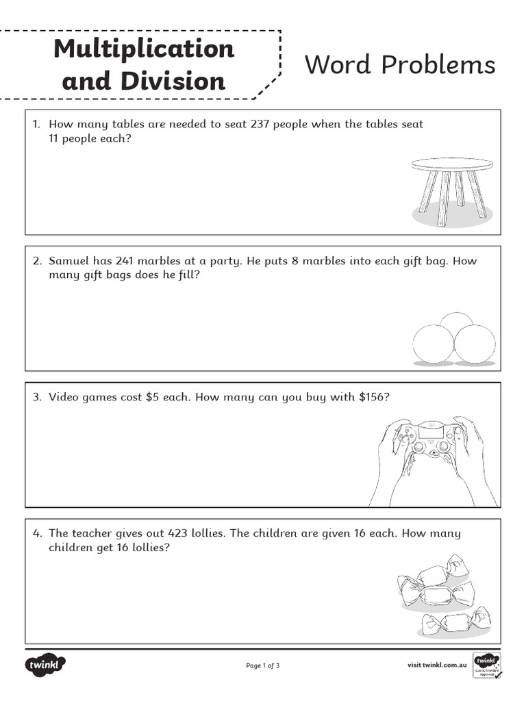 Au t2 M 025 Multiplication and Division Word Problems Aus - Ver - 2 | PDF