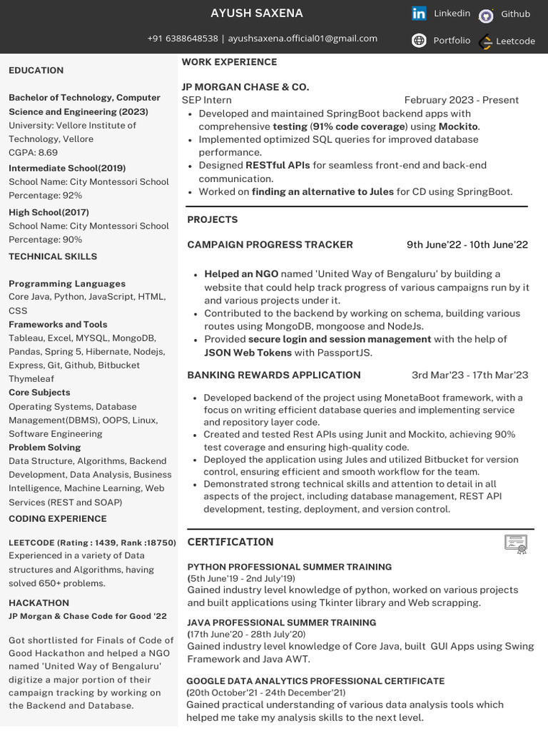 Ayush Saxena Resume PDF | PDF Ayush Saxena Resume PDF | PDF