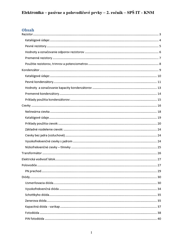 1-Pasivne A Polovodicove Prvky2023 | PDF