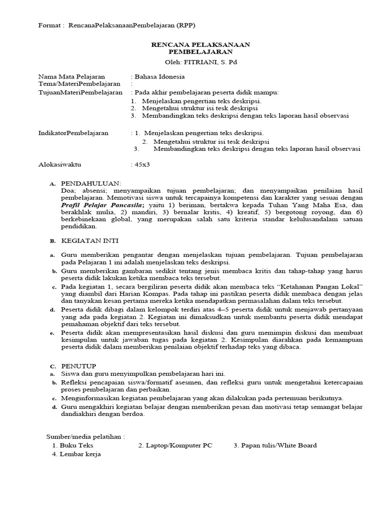 Format - RPP - CGP - 11 - REGULER (Repaired) | PDF