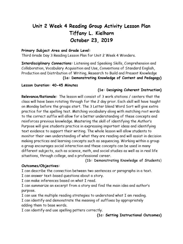 Unit 2 Week 4 Lesson Plan Pdf