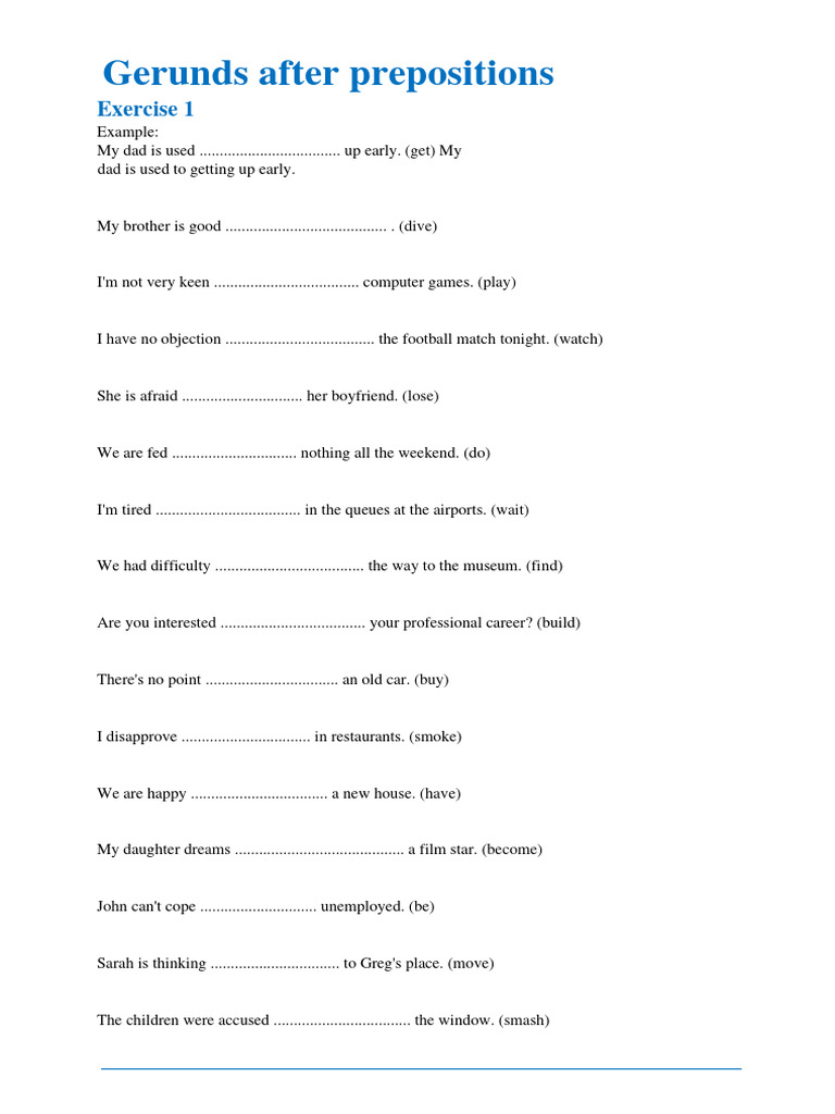 Gerund Exercises | PDF