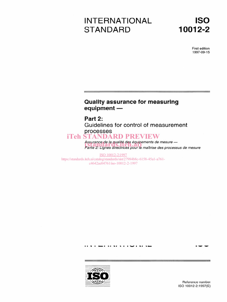 ISO-10012 - Part 2 - Guidelines For Control of Measurements | PDF ...