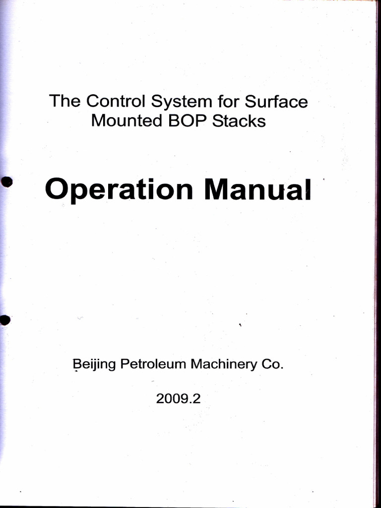Operator Manual The Control System For Surface Mounted BOP Stack | PDF