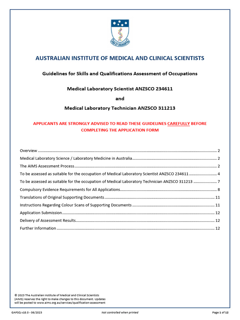 Guidelines For Assessment MLS MLT | PDF | Academic Degree | Medicine