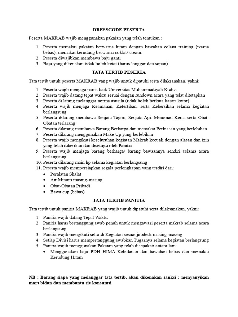 Tata Tertib Makrab | PDF