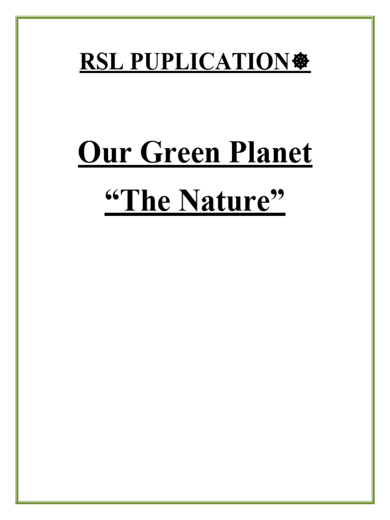 Our Green Planet | PDF | Natural Environment | Environmental Social Science