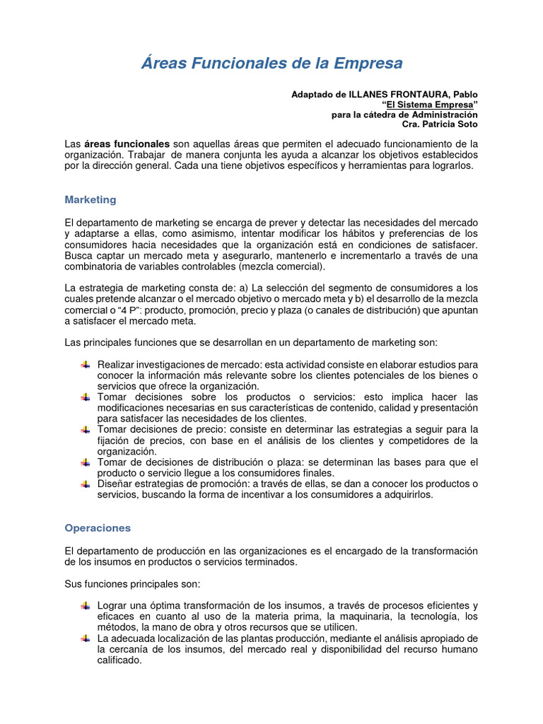 Areas Funcionales 2109 | PDF | Marketing | Gestión de recursos humanos