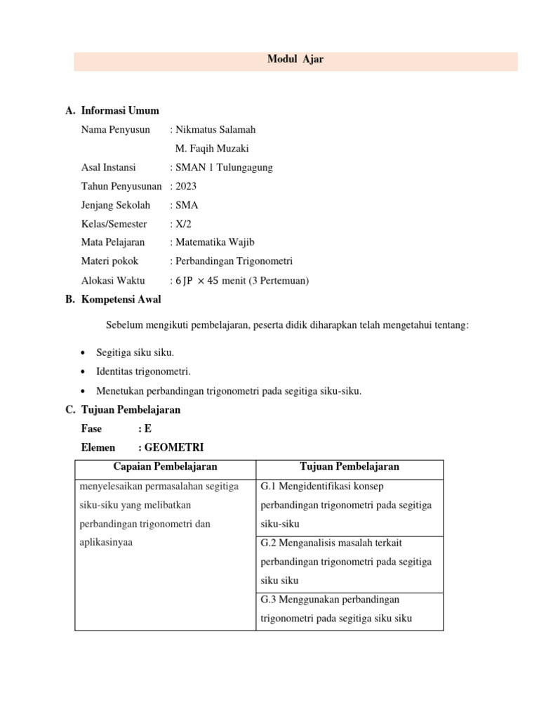 Modul Ajar SMA | PDF