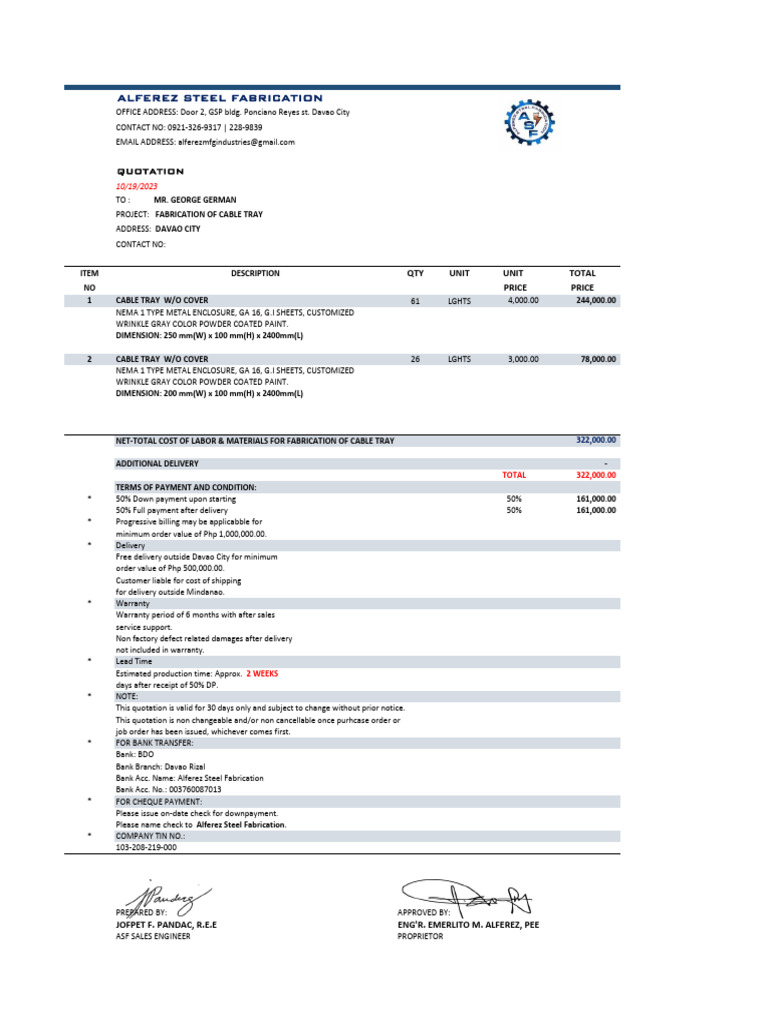 RFQ Cable Tray | PDF
