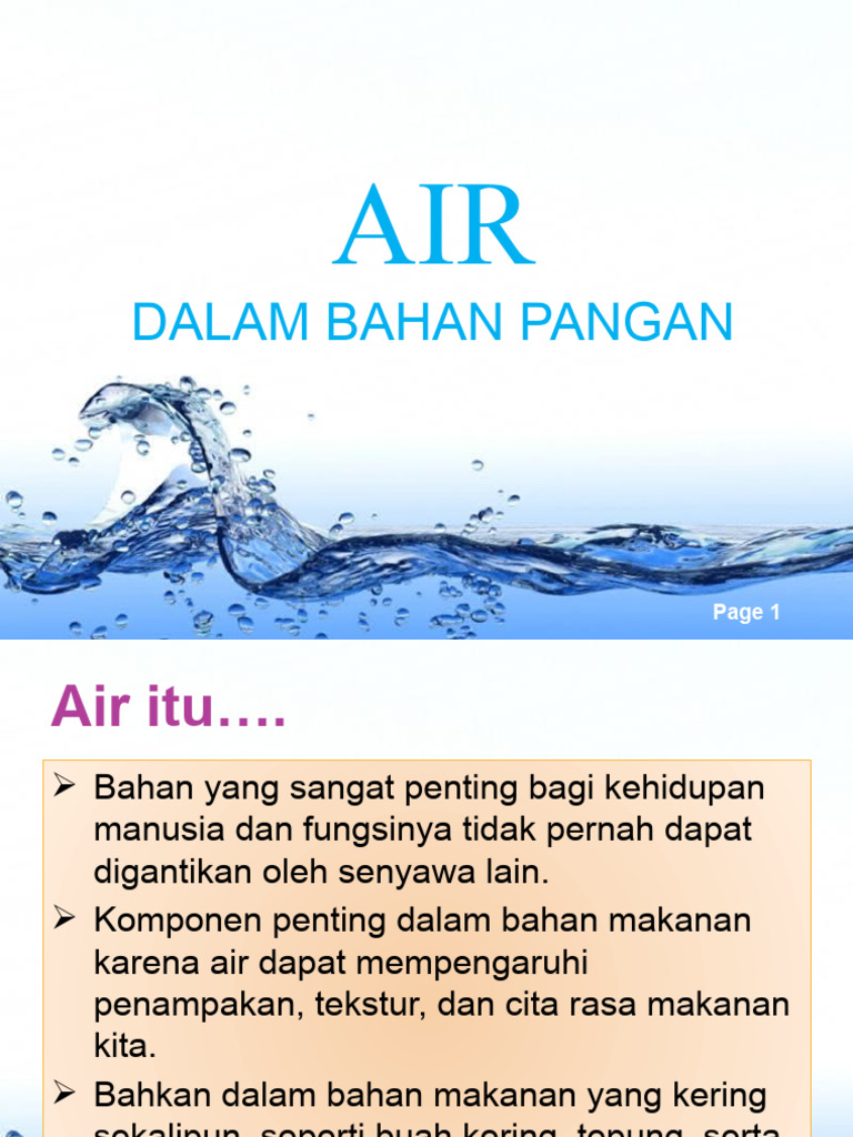 Air Dalam Bahan Pangan | PDF