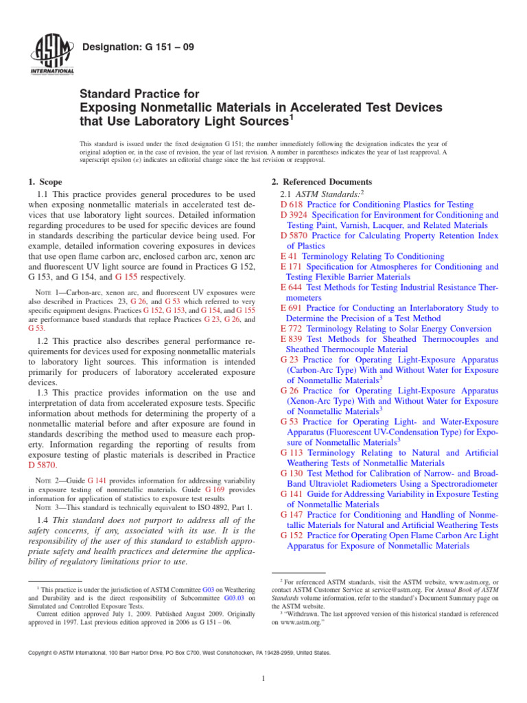 Astm G151 - 09 | PDF