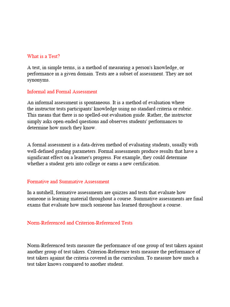 Understanding Types of Tests | PDF