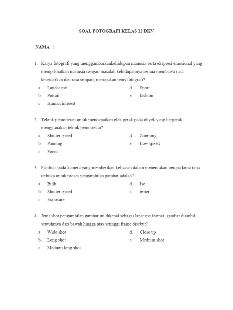 Fotografi-Kelas-12 DKV | PDF