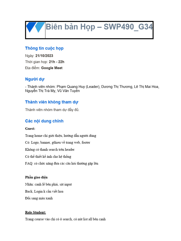 Biên bản họp 4 SWP490 - G34 22.10.2023 | PDF