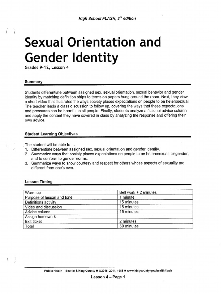 Lesson 4 Sexual Orientation and Gender Identity | PDF