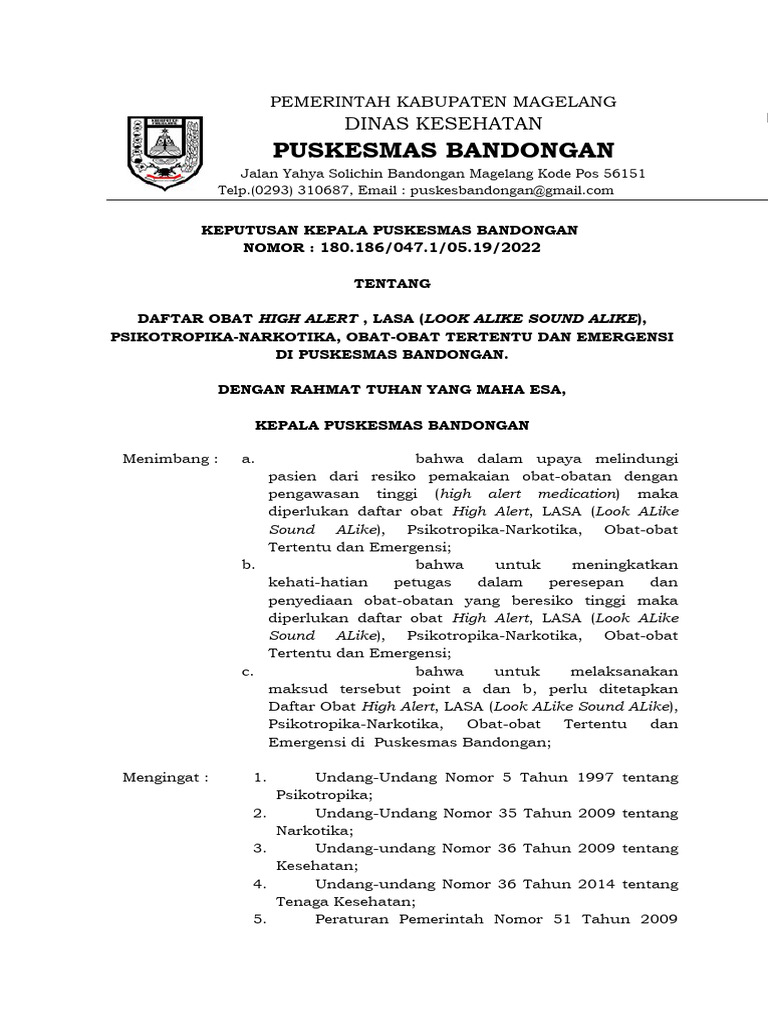 SK DAFTAR OBAT LASA HA DAN PSIKO NARKO 2023 Fix Daldok | PDF