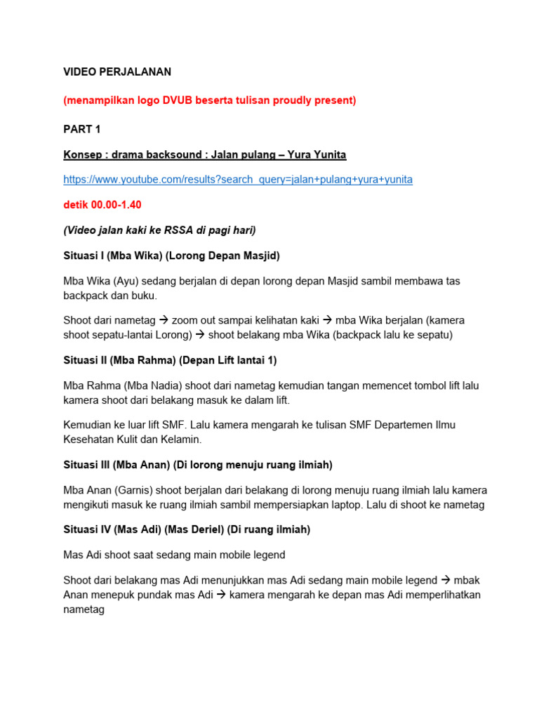 Konsep Video Perjalanan Edit Nadia | PDF